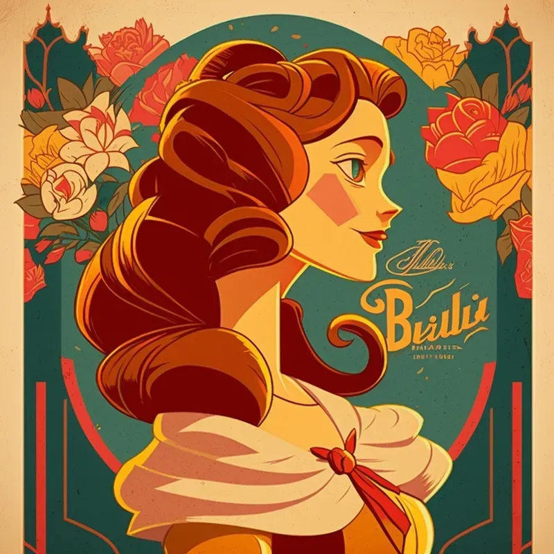 Vintage Retro Style Disney Princesses Midjourney Prompt | PromptBase