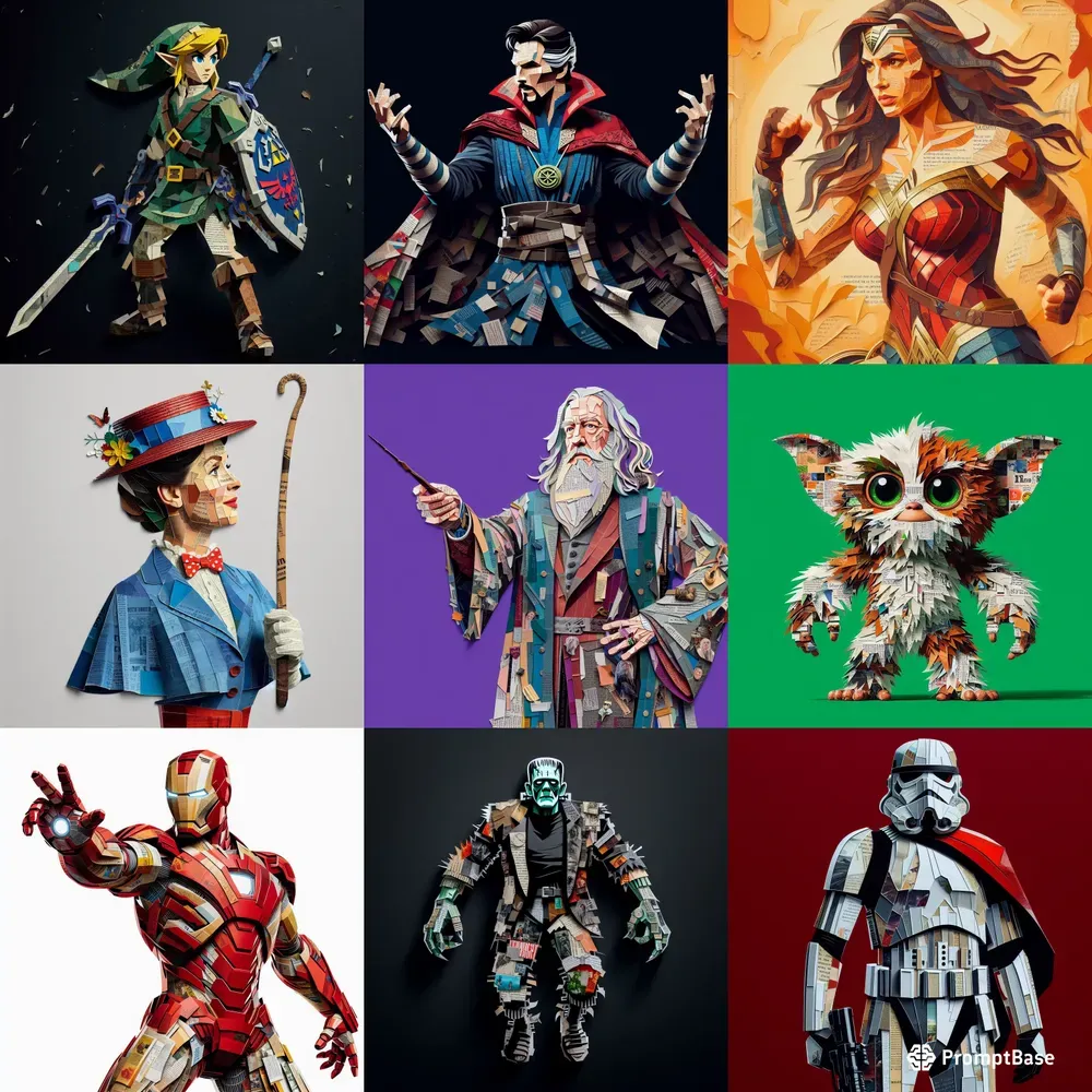 Collage Character Crafts DALL·E Prompt | PromptBase