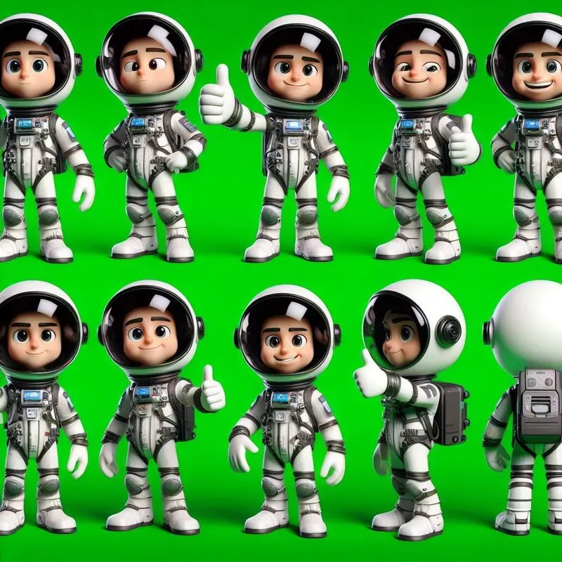 Green Screen 3D Characters Multiple Poses DALL·E Prompt | PromptBase