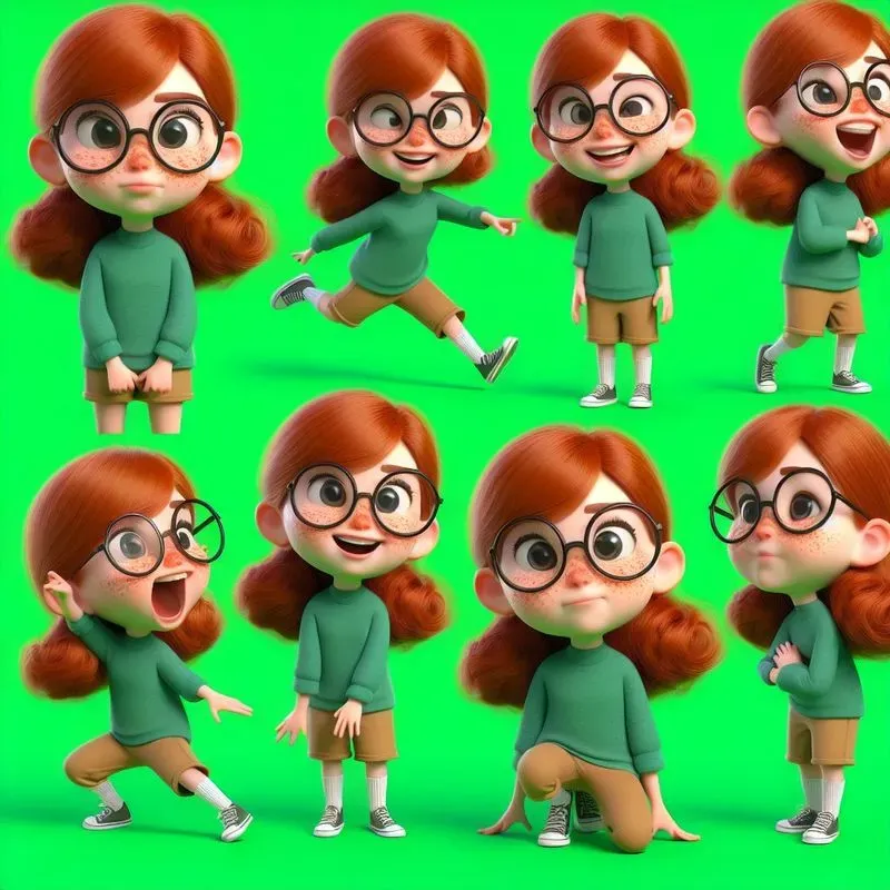Green Screen 3D Characters Multiple Poses DALL·E Prompt | PromptBase