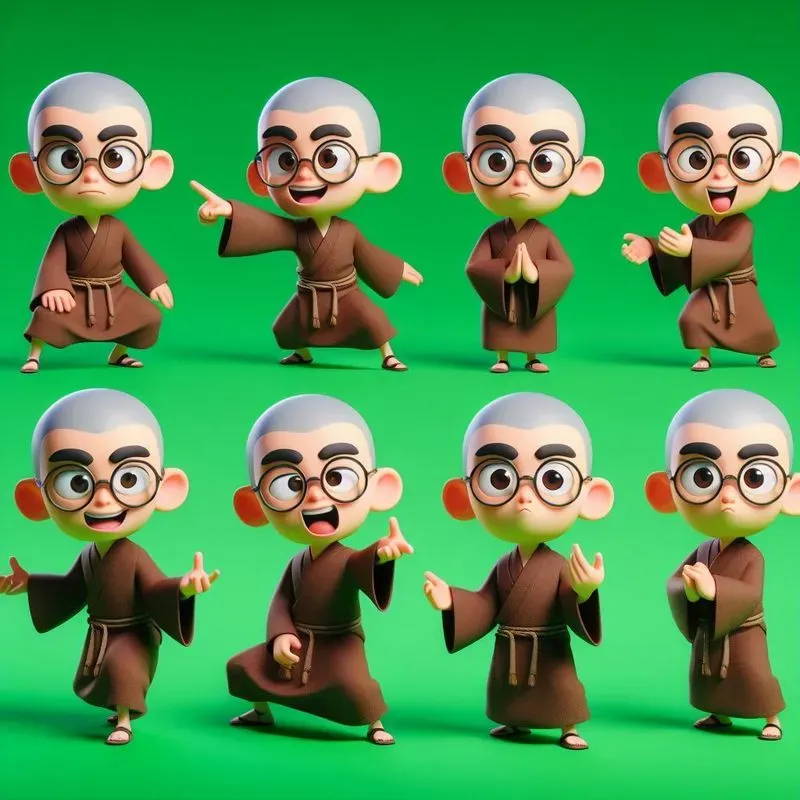 Green Screen 3D Characters Multiple Poses DALL·E Prompt | PromptBase