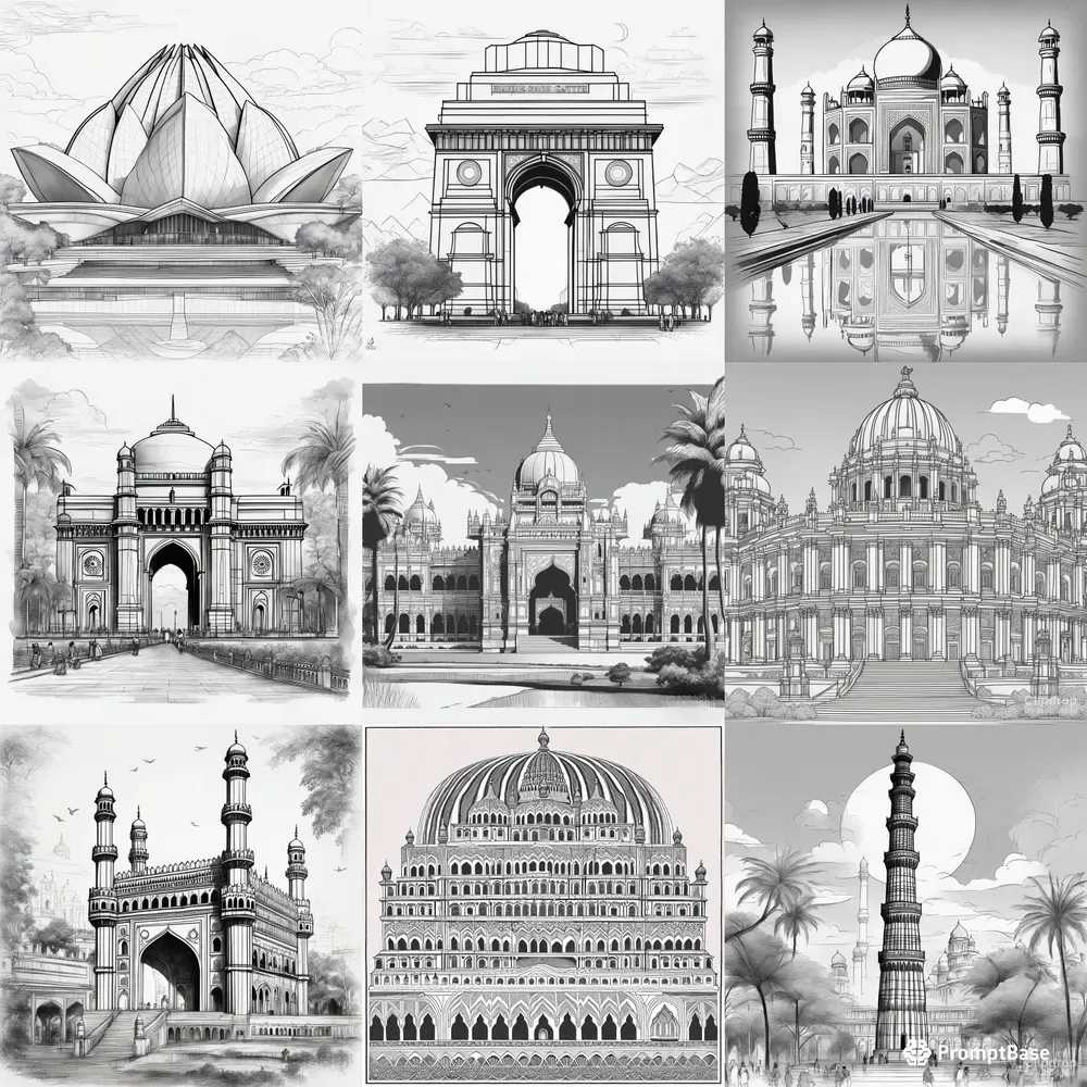 Historical Monument Sketch Art Stable Diffusion Prompt | PromptBase