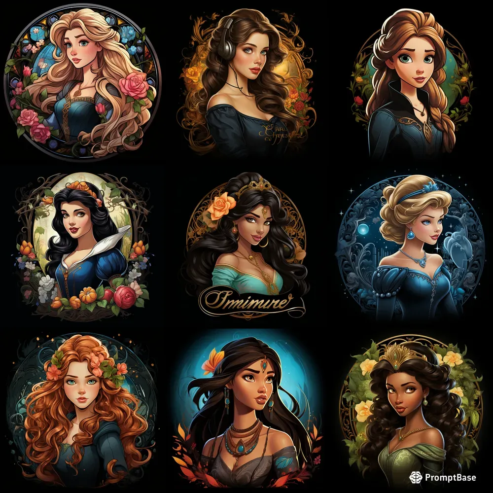 Disney Princess Logos Midjourney Prompt | PromptBase
