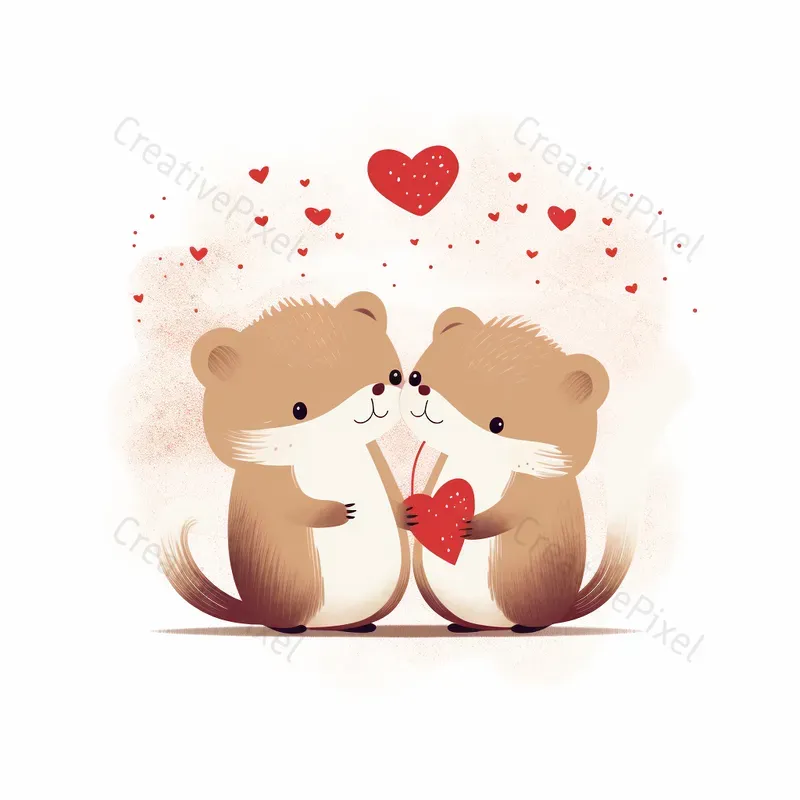 Cute 2D Animals In Love Midjourney Prompt | PromptBase