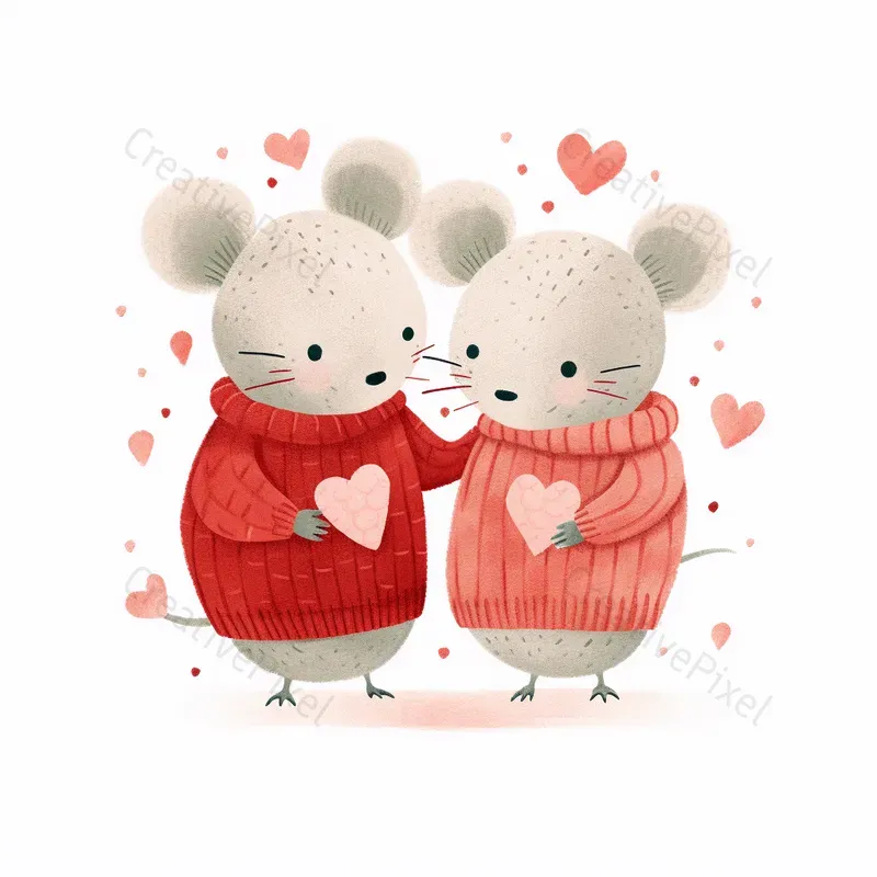 Cute 2D Animals In Love Midjourney Prompt | PromptBase