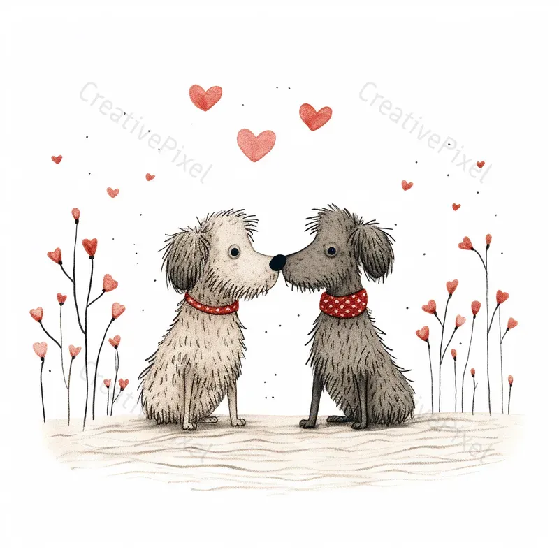 Cute 2D Animals In Love Midjourney Prompt | PromptBase