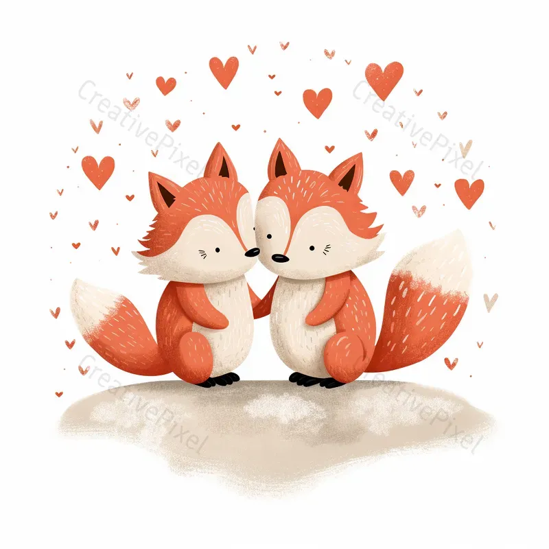 Cute 2D Animals In Love Midjourney Prompt | PromptBase
