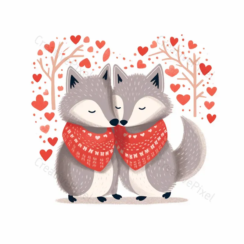 Cute 2D Animals In Love Midjourney Prompt | PromptBase