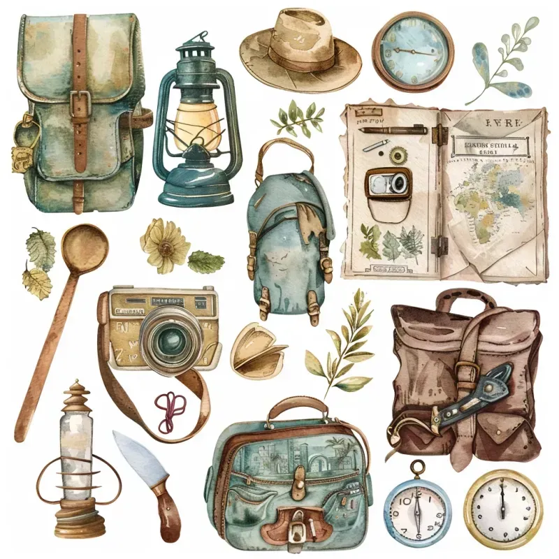 Vintage Junk Journal Stickers Cliparts Midjourney Prompt | PromptBase