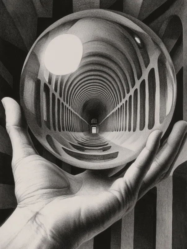 Surrealist Escher Transformations Art Midjourney Prompt | PromptBase