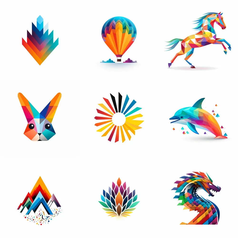 Stylish Colorful Geometric Logos Midjourney Prompt | PromptBase