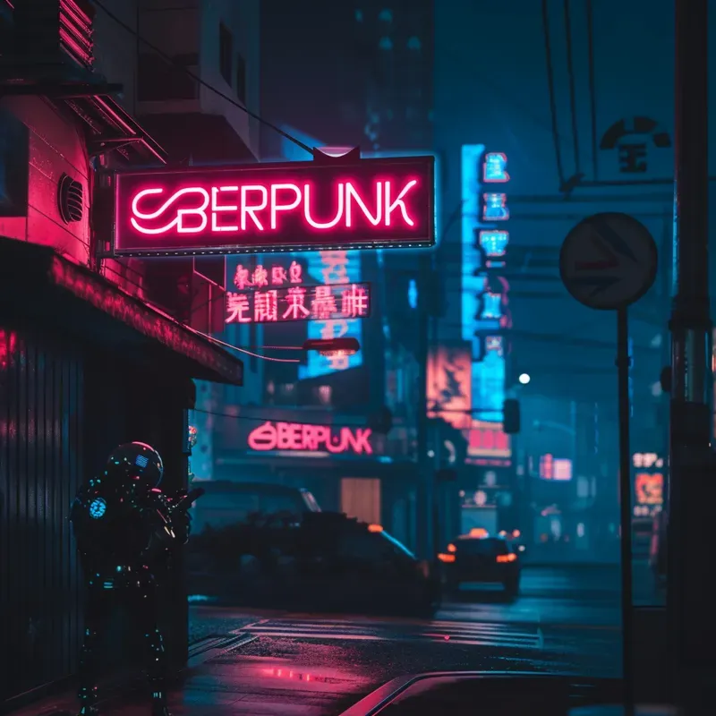 Neon Glowing Cyberpunk Signs With Text Midjourney Prompt | PromptBase
