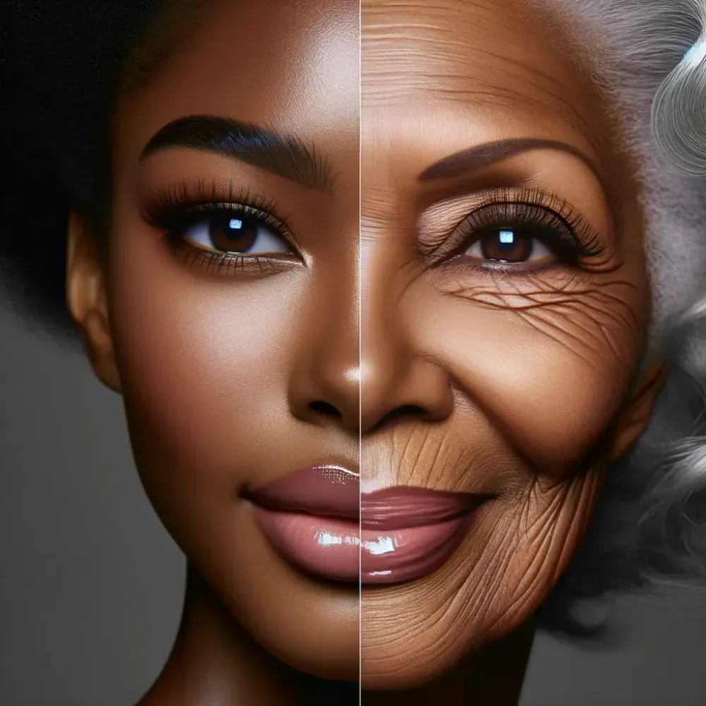 Aging Effect Split Screen DALL·E Prompt | PromptBase