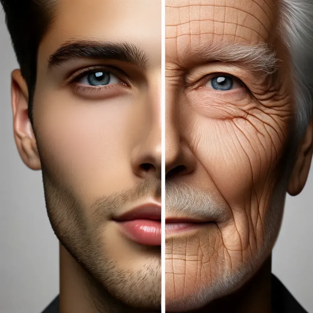 Aging Effect Split Screen DALL·E Prompt | PromptBase