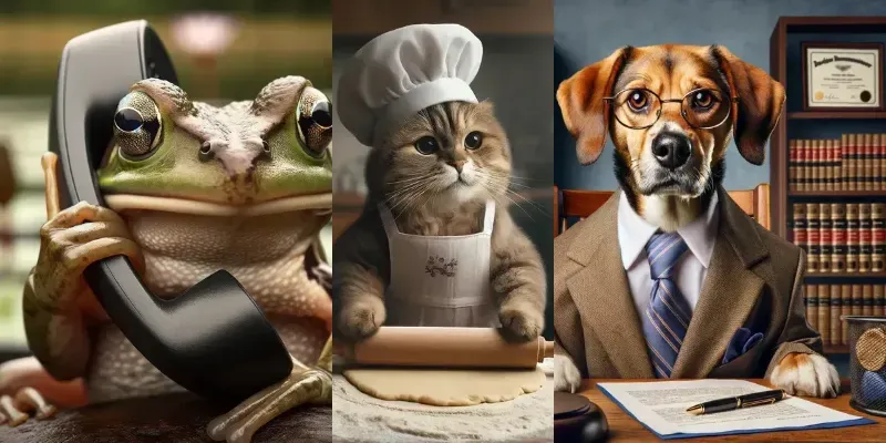 Photos Of Animals Doing Human Things Generator App | PromptBase