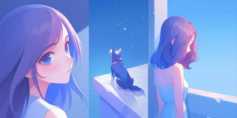 Simple Blue Anime Wallpapers Generator App | PromptBase