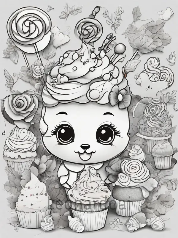 Cute Kawaii Coloring Book Page Generators Leonardo Ai Prompt | PromptBase