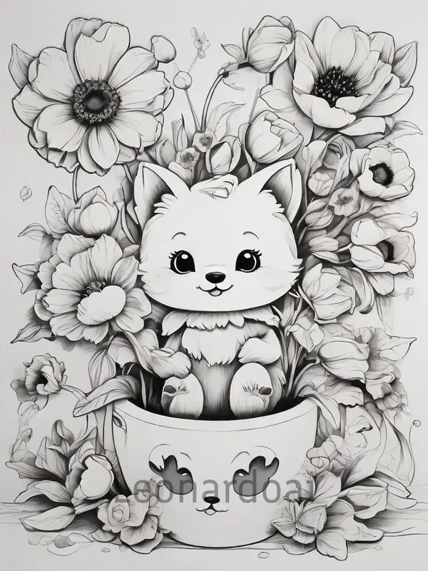 Cute Kawaii Coloring Book Page Generators Leonardo Ai Prompt | PromptBase