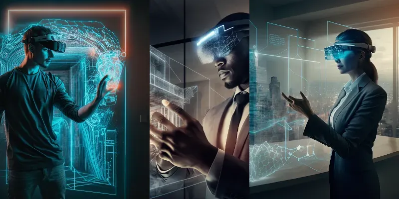 People With Augmented Reality Visors Midjourney Prompt | PromptBase