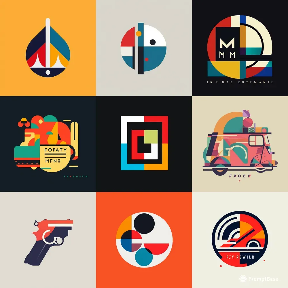 Modernist Aesthetic Henrion Logo Designs Midjourney Prompt | PromptBase