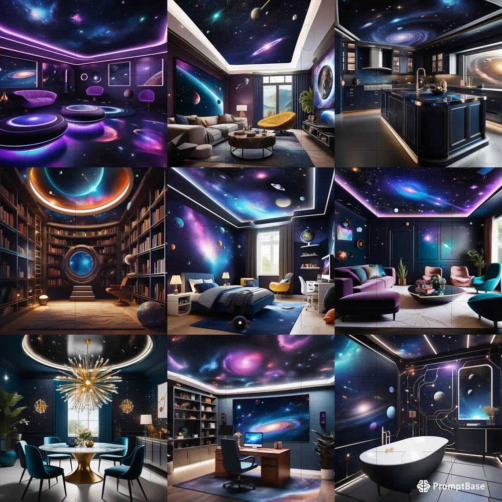 Cosmic Themed Interiors Stable Diffusion Prompt | PromptBase