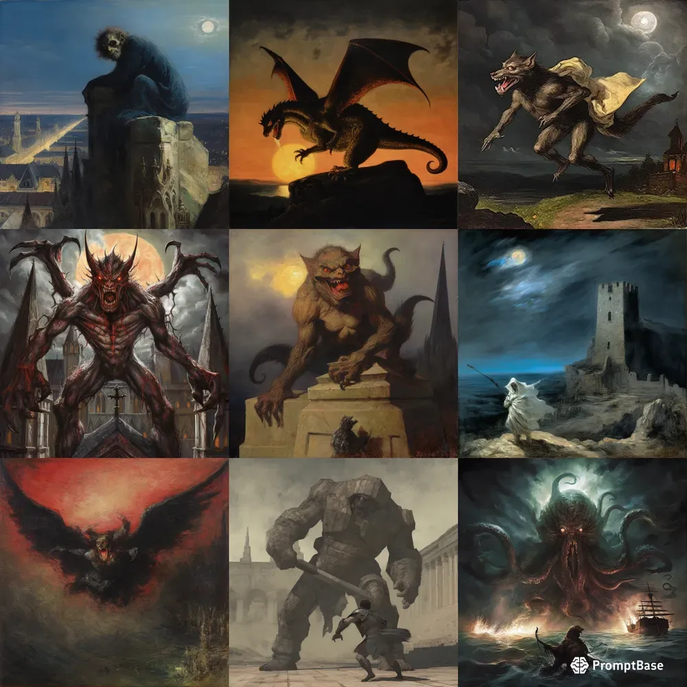 Gothic Monsters In Francisco Goya Style Midjourney Prompt | PromptBase