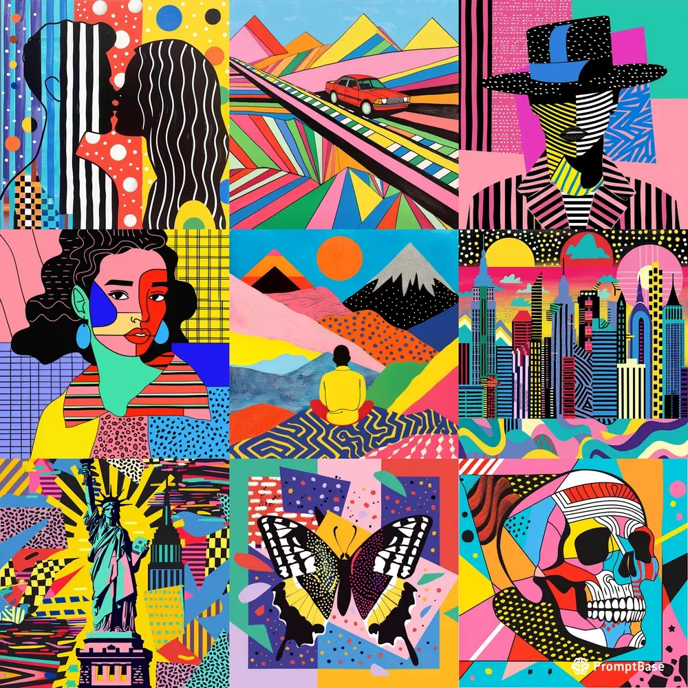 Vibrant Colorful Graphic Design Posters Midjourney Prompt | PromptBase