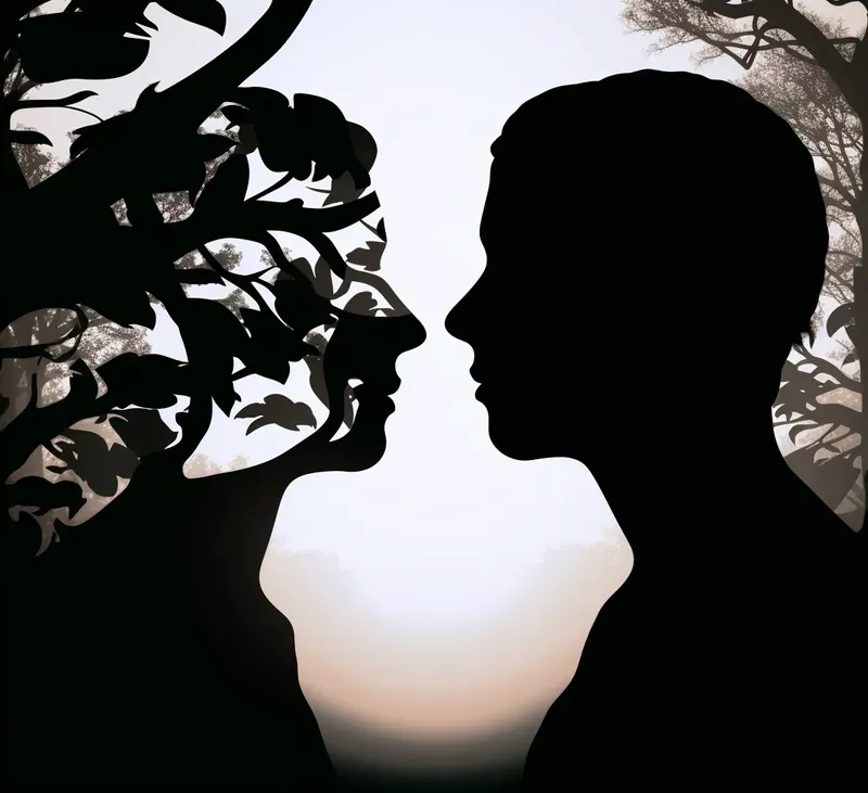 Negative Space Black And White Art Midjourney Prompt | PromptBase