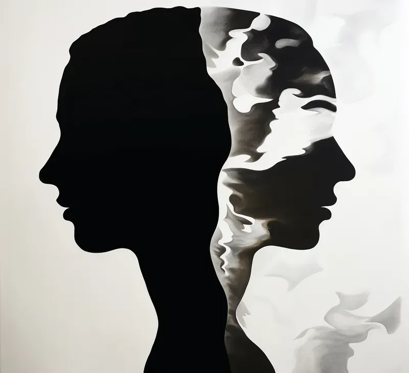 Negative Space Black And White Art Midjourney Prompt | PromptBase