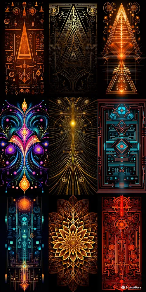 Pyramids Psychedelic Patterns Midjourney Prompt | PromptBase