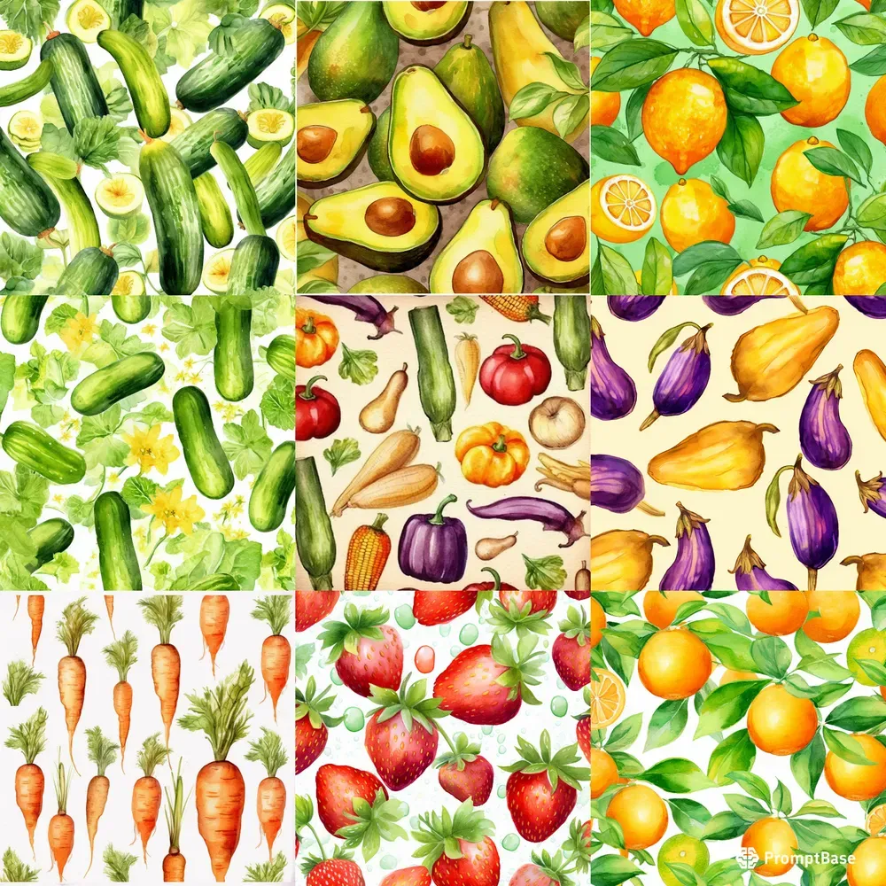 Fruit Vegetable Patterns Midjourney Prompt | PromptBase