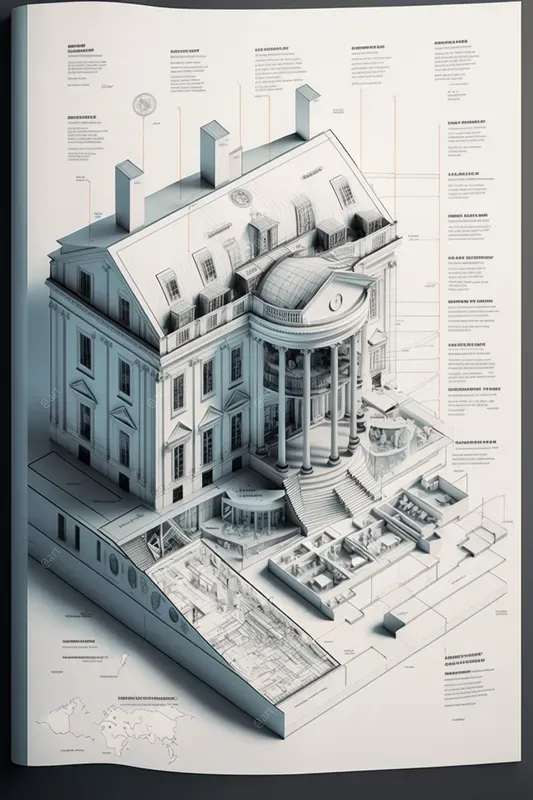 Diagrammatic Blueprint Drawings Midjourney Prompt | PromptBase