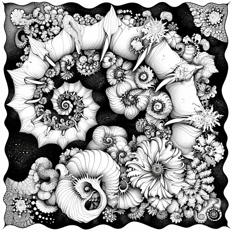 Dmt Zentangle Coloring Art Midjourney Prompt | PromptBase