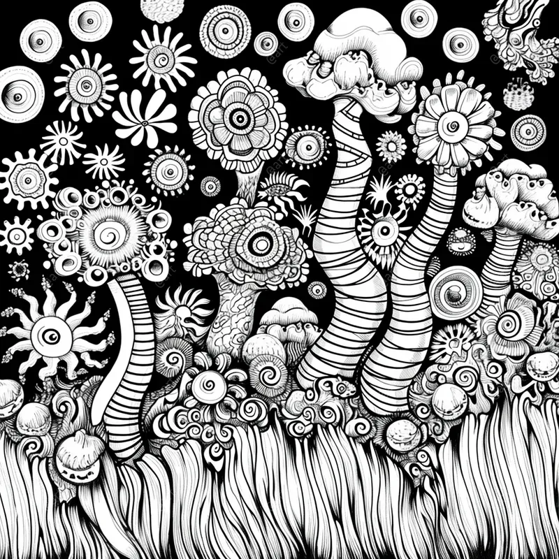 Dmt Zentangle Coloring Art Midjourney Prompt | PromptBase