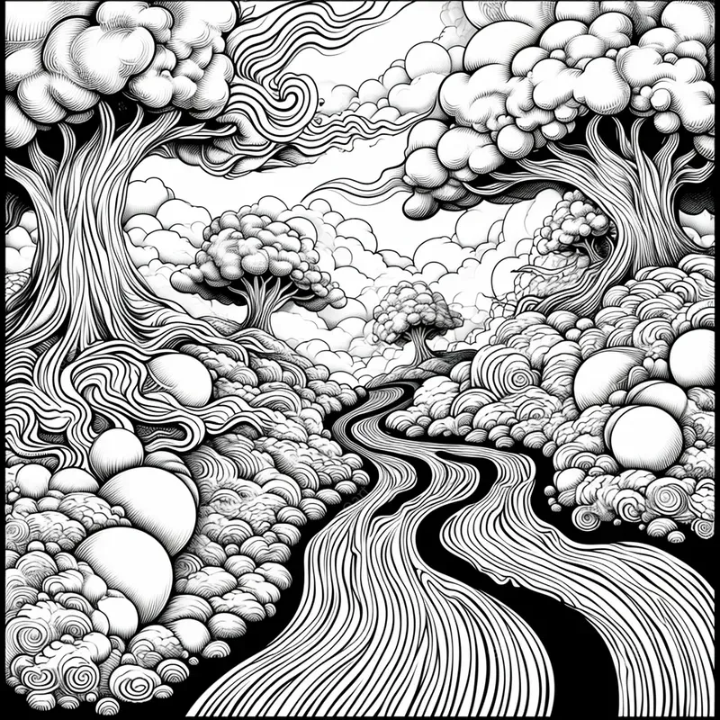 Dmt Zentangle Coloring Art Midjourney Prompt | PromptBase