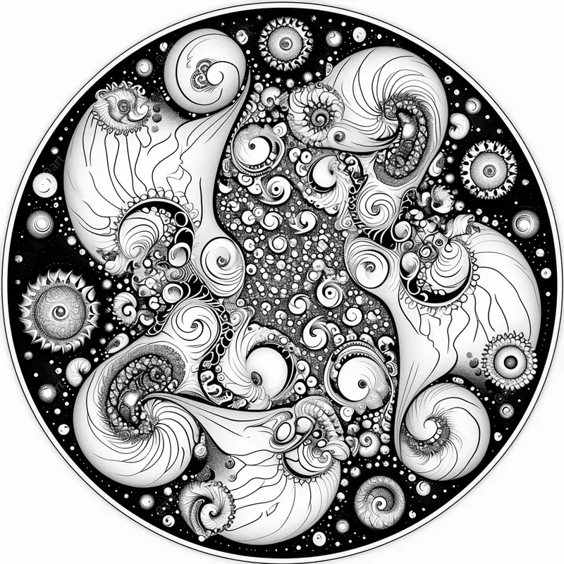 Dmt Zentangle Coloring Art Midjourney Prompt | PromptBase