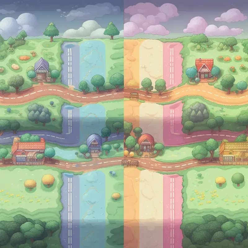 2D Game Map Grounds Midjourney Prompt | PromptBase
