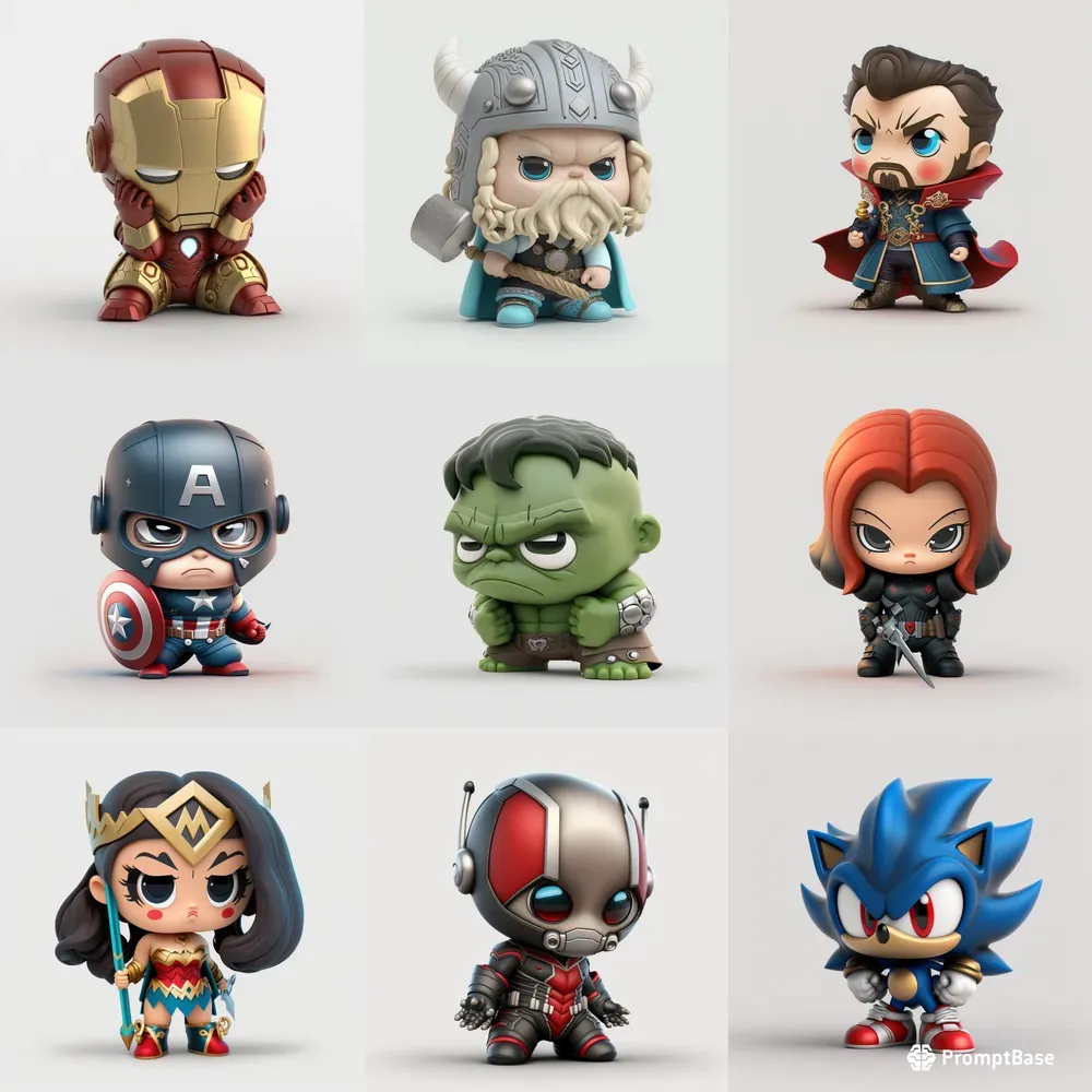 Adorable Avengers Marvel Characters Midjourney Prompt | PromptBase