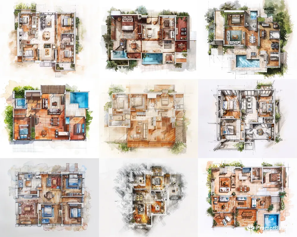 2D Conceptual Sketches Interior Design Midjourney Prompt | PromptBase