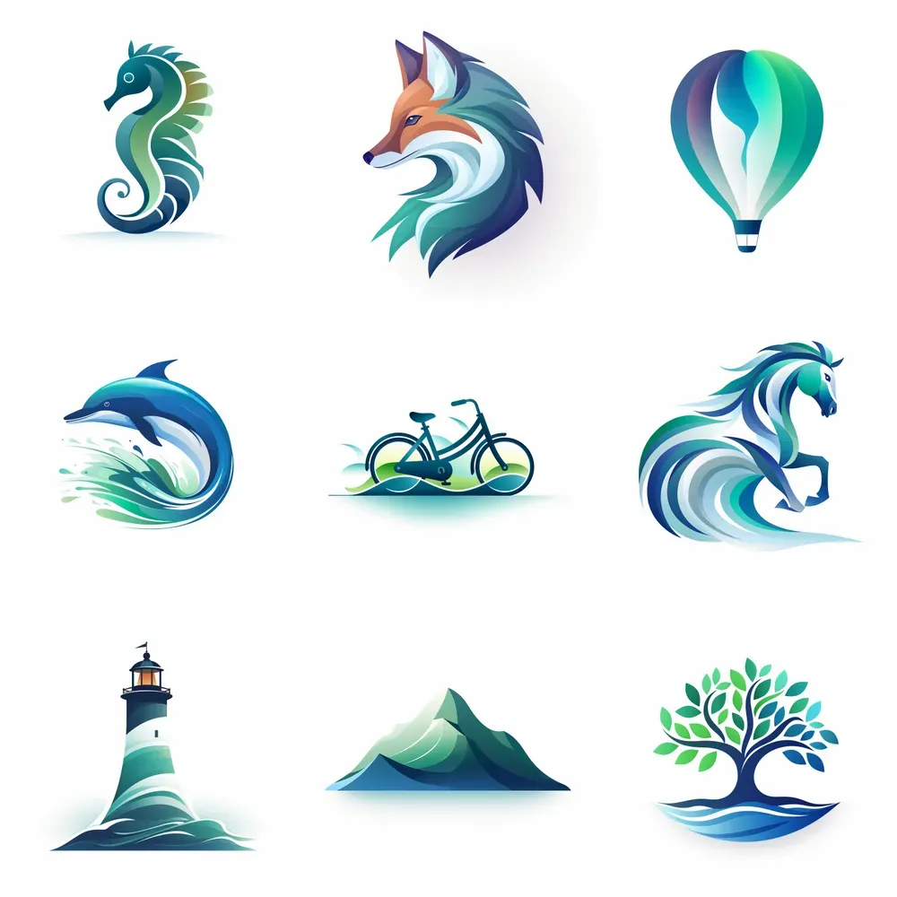 Stylish Geometric Gradient Logos Midjourney Prompt | PromptBase