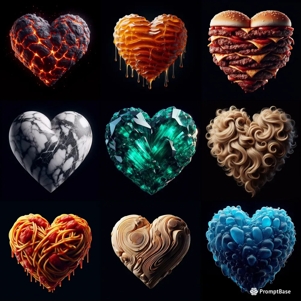 Hearts Real Textures DALL·E Prompt | PromptBase