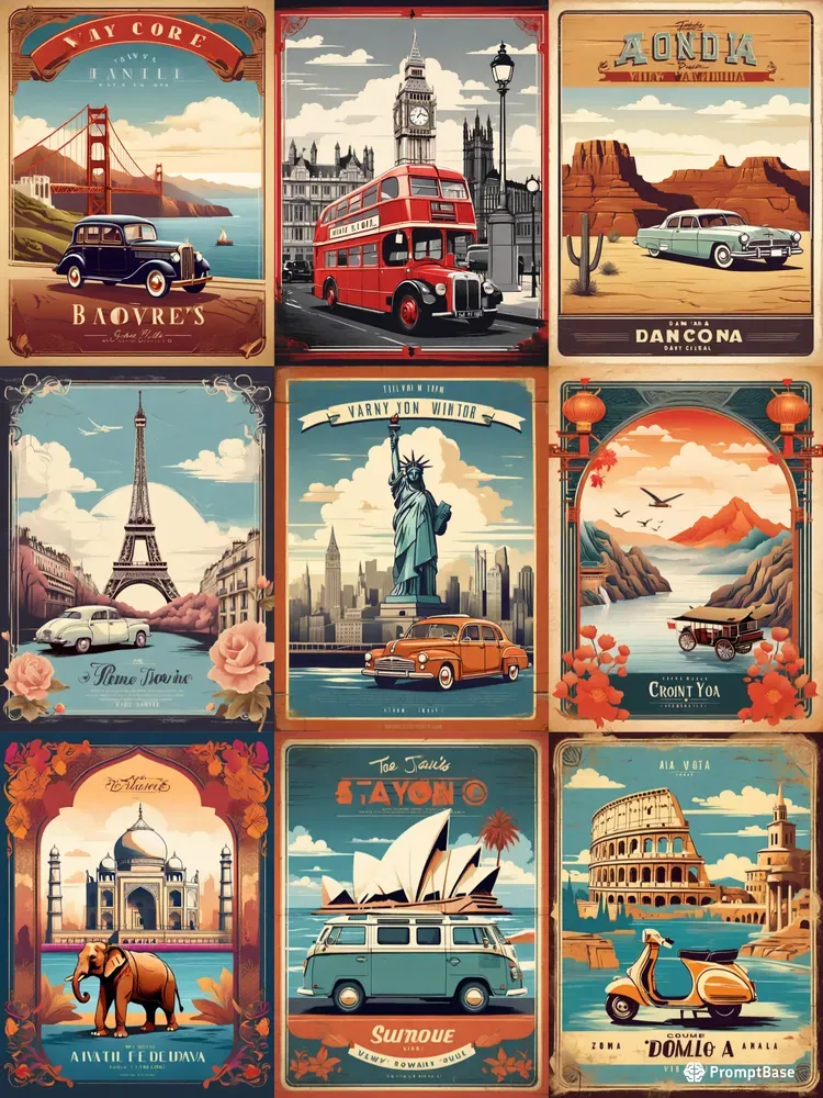 Vintage Travel Poster Vector Designs Leonardo Ai Prompt | PromptBase