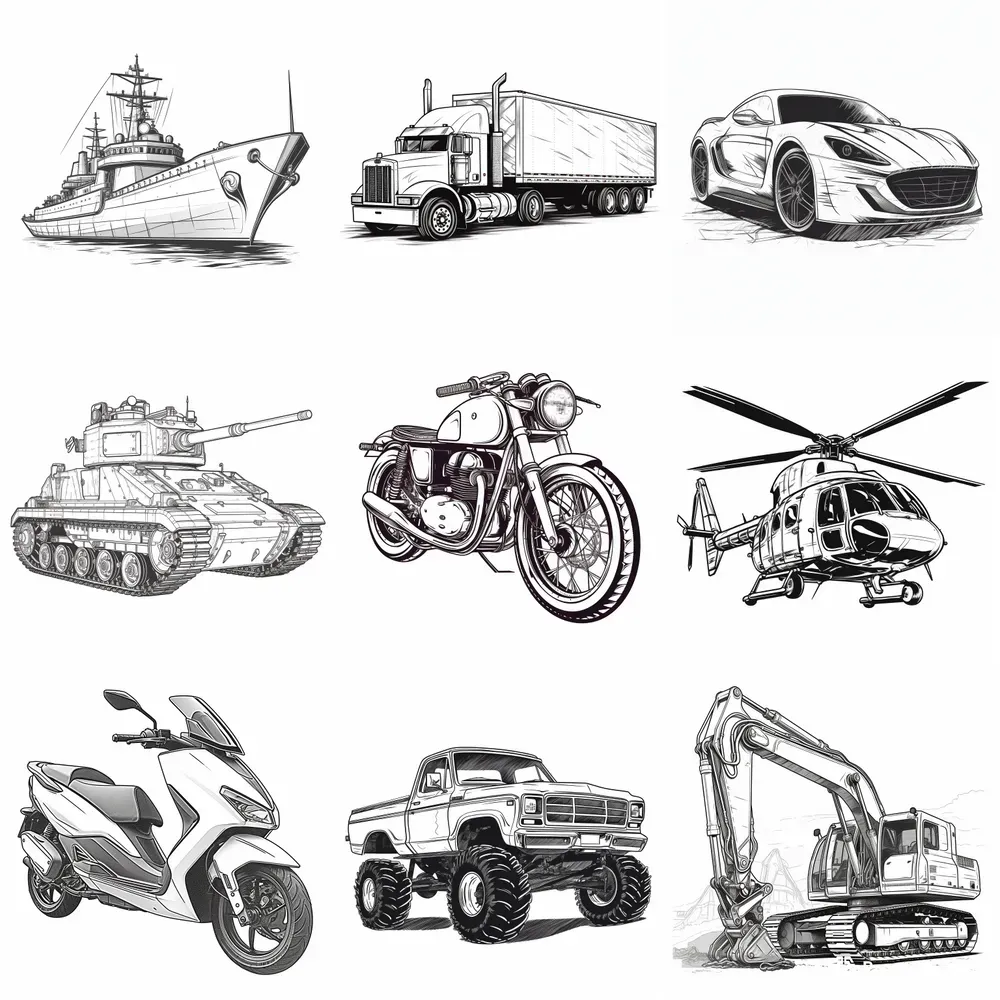 Drawings Of Means Of Transport Midjourney Prompt | PromptBase