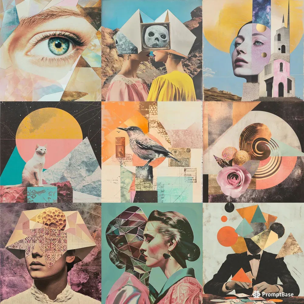 Unusual Geometric Collages Midjourney Prompt | PromptBase