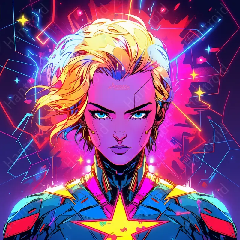 Neon Marvel Cyberpunk Heroes Midjourney Prompt | PromptBase