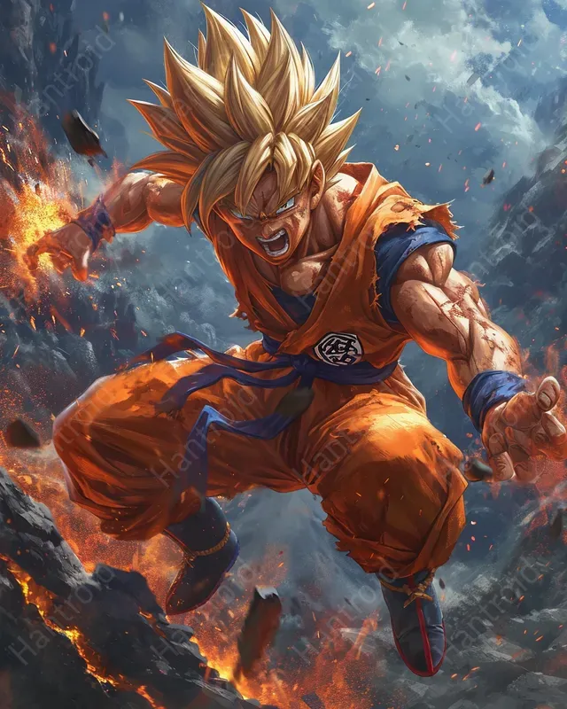 Epic Frenzy Dragon Ball Style Midjourney Prompt | PromptBase