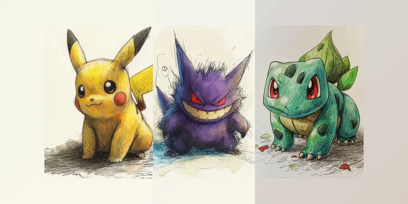 Playful Pokemon Sketches Midjourney Prompt | PromptBase