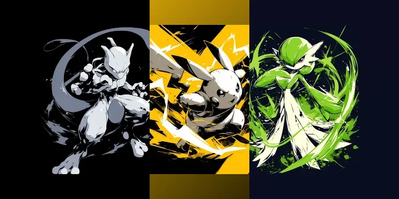 Pokemon Monochrome Elegances Midjourney Prompt | PromptBase
