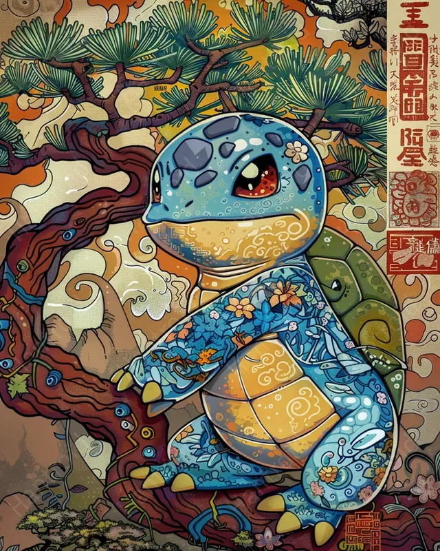 Pokemon Old Japanese Art Fusions Midjourney Prompt | PromptBase
