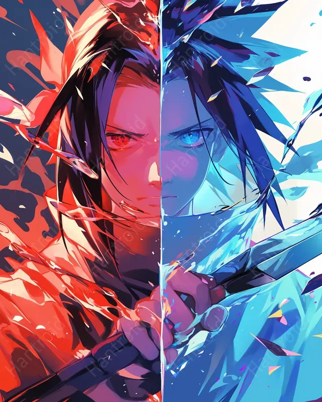 Dynamic Naruto Shippuden Duality Portraits Midjourney Prompt | PromptBase